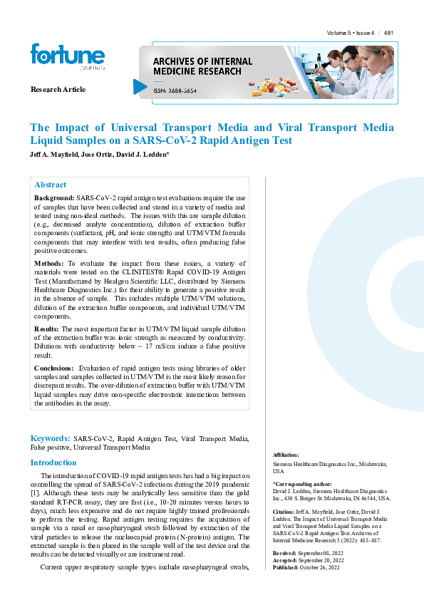 (PDF) The Impact of Universal Transport Media and Viral Transport Media ...