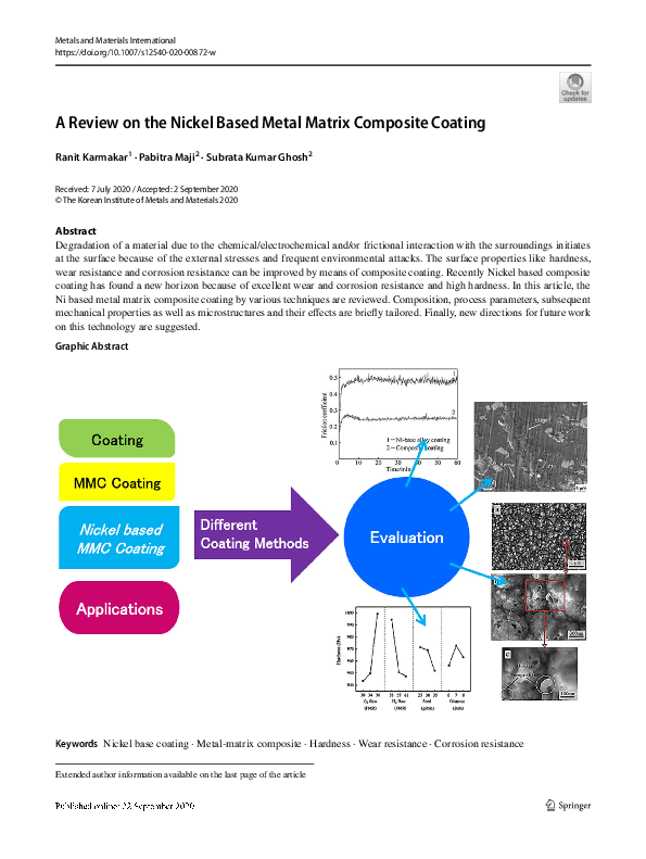 (PDF) A Review on the Nickel Based Metal Matrix Composite Coating