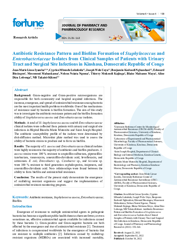 (PDF) Antibiotic Resistance Pattern and Biofilm Formation of Staphylococcus and ...