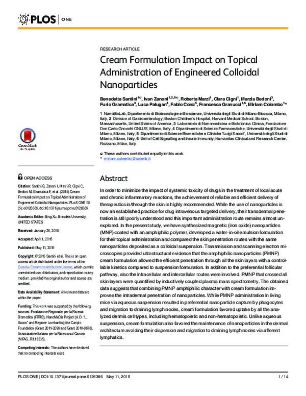 (PDF) Cream Formulation Impact on Topical Administration of Engineered ...