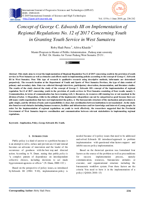 (PDF) Concept of George C. Edwards Iii on Implementation of Regional ...