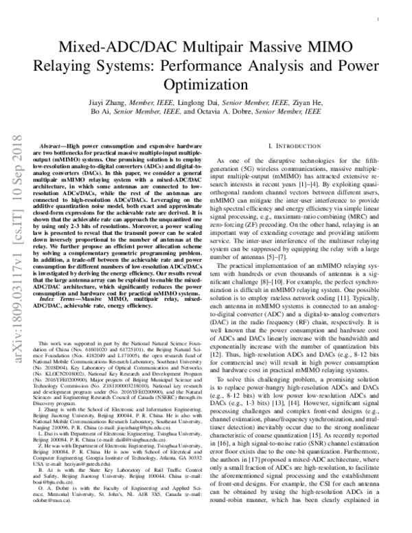 (PDF) Mixed-ADC/DAC Multipair Massive MIMO Relaying Systems: Performance Analysis and Power ...