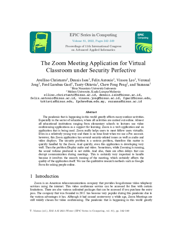 (PDF) The Zoom Meeting Application for Virtual Classroom under Security ...