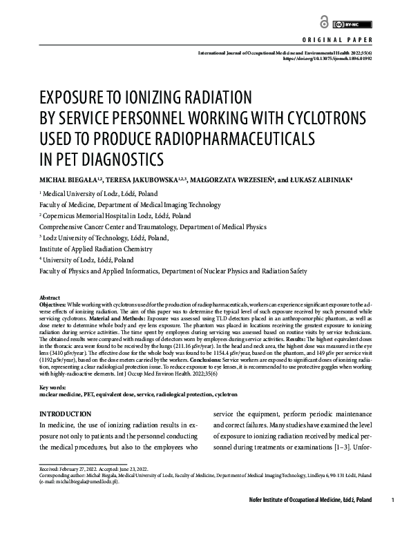 (PDF) Exposure to ionizing radiation by service personnel working with ...