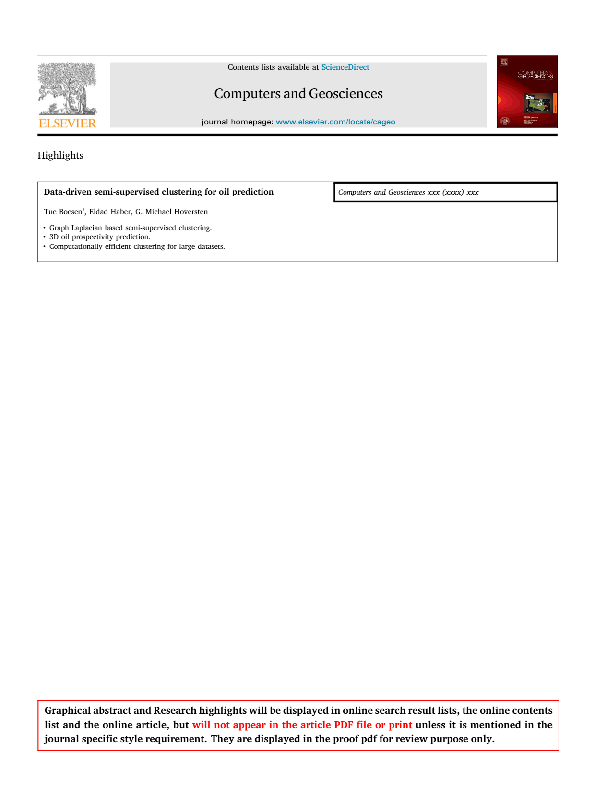 Pdf Data Driven Semi Supervised Clustering For Oil Prediction Computers And Geoscience