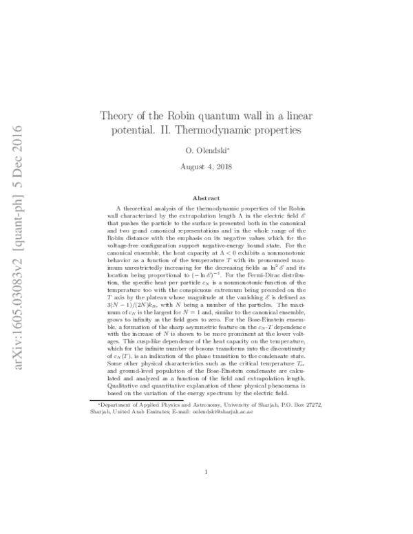 (PDF) Theory of the Robin quantum wall in a linear potential. II ...