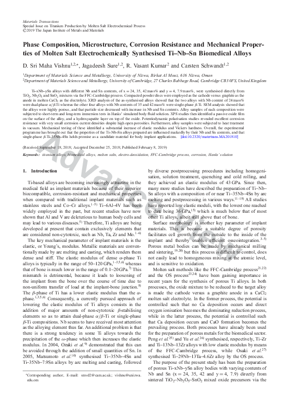 (PDF) Phase Composition, Microstructure, Corrosion Resistance and Mechanical Properties of ...