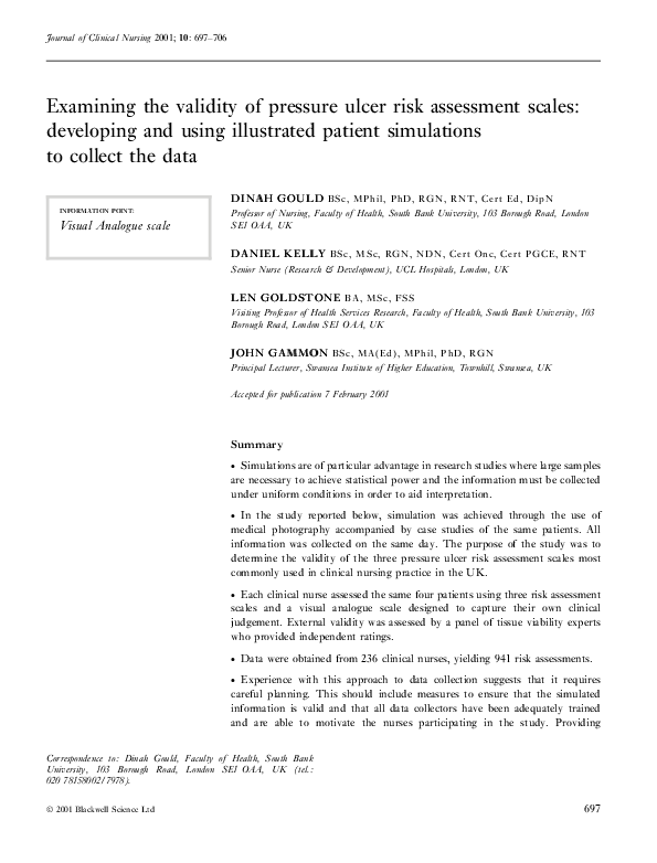 (PDF) Examining the validity of pressure ulcer risk assessment scales ...