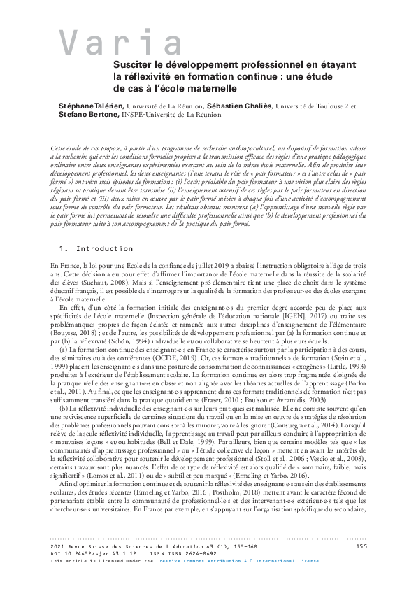 (PDF) Susciter le développement professionnel en étayant la réflexivité ...