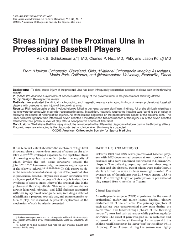 (PDF) Stress injury of the proximal ulna in professional baseball players