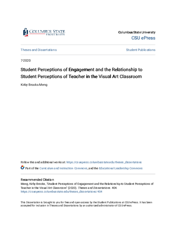 (PDF) Student Perceptions of Engagement and the Relationship to Student ...