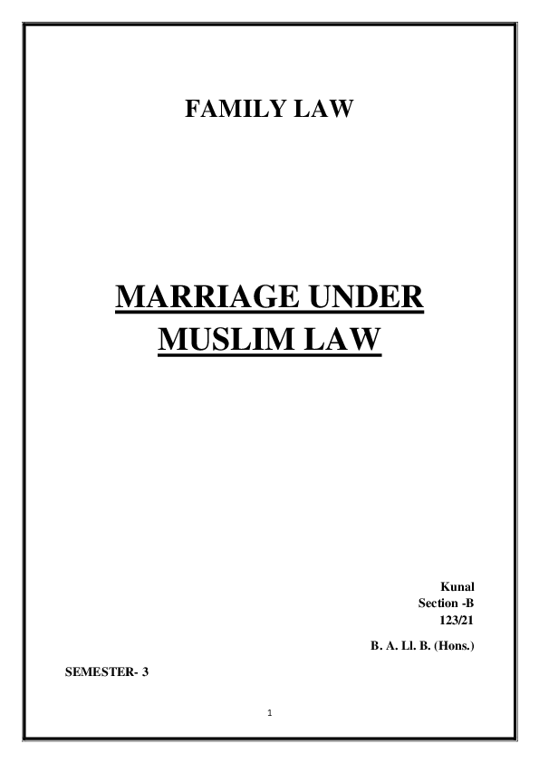 (PDF) Marriage under Muslim Law