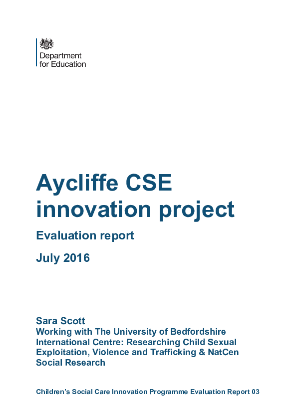(PDF) Aycliffe CSE innovation project: evaluation report: July 2016