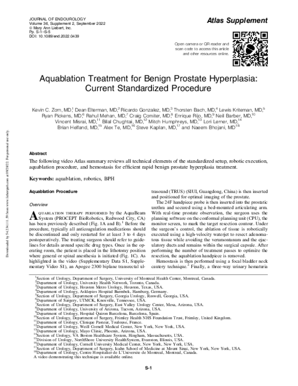 (PDF) Aquablation Treatment for Benign Prostate Hyperplasia: Current ...