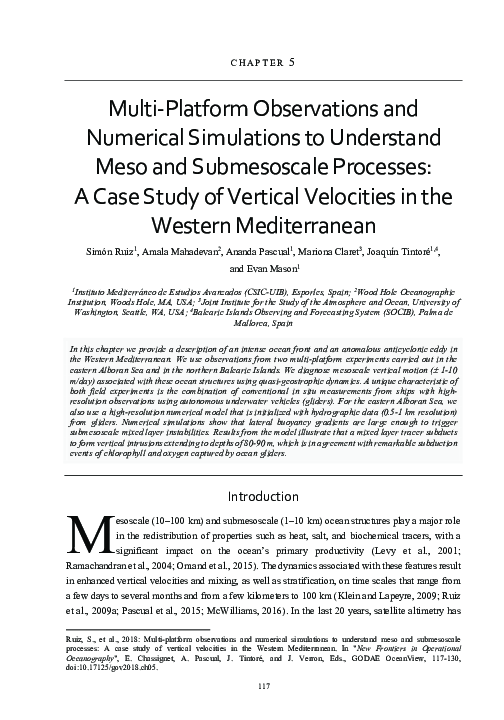 Pdf Multi‐platform Observations And Numerical Simulations To Understand Meso And Submesoscale