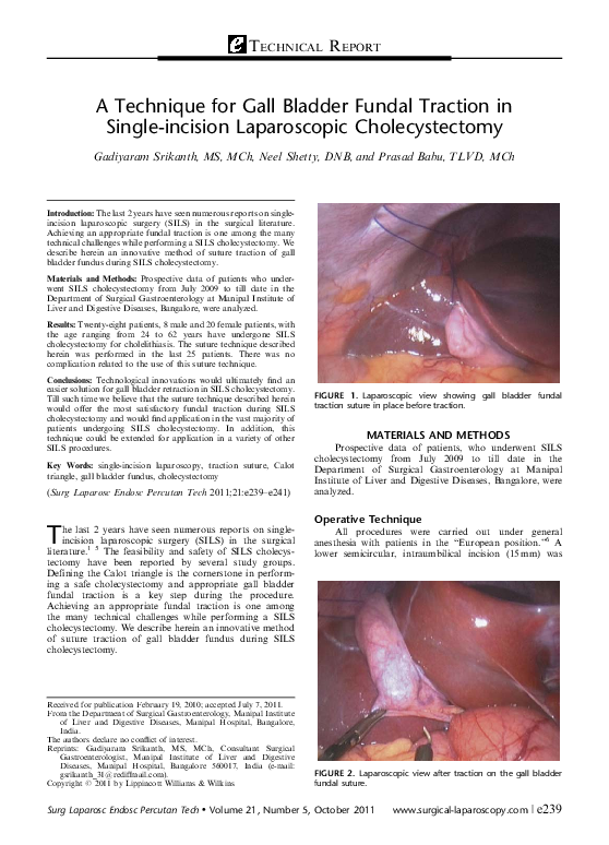 (PDF) A Technique for Gall Bladder Fundal Traction in Single-incision Laparoscopic ...