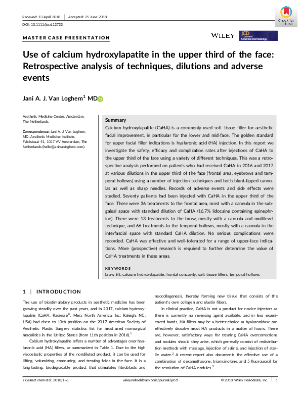 (PDF) Use of calcium hydroxylapatite in the upper third of the face ...