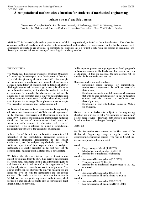 (PDF) A computational mathematics education for students of mechanical ...