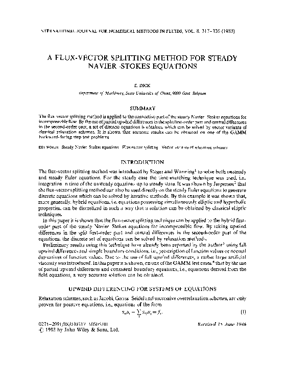 (PDF) A flux-vector splitting method for steady Navier-Stokes equations