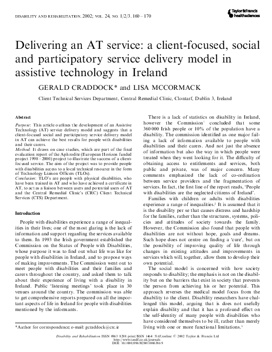 (PDF) Delivering an AT service: a client-focused, social and ...