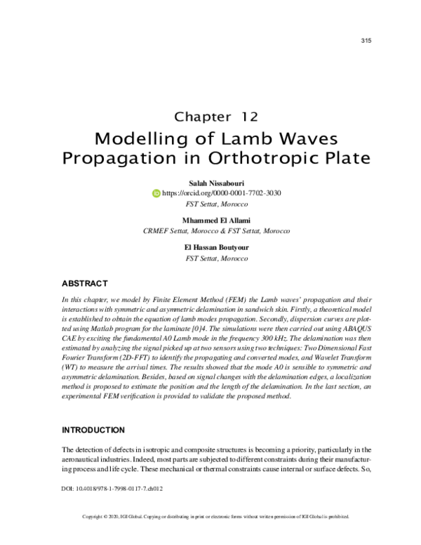 (PDF) Modelling of Lamb Waves Propagation in Orthotropic Plate