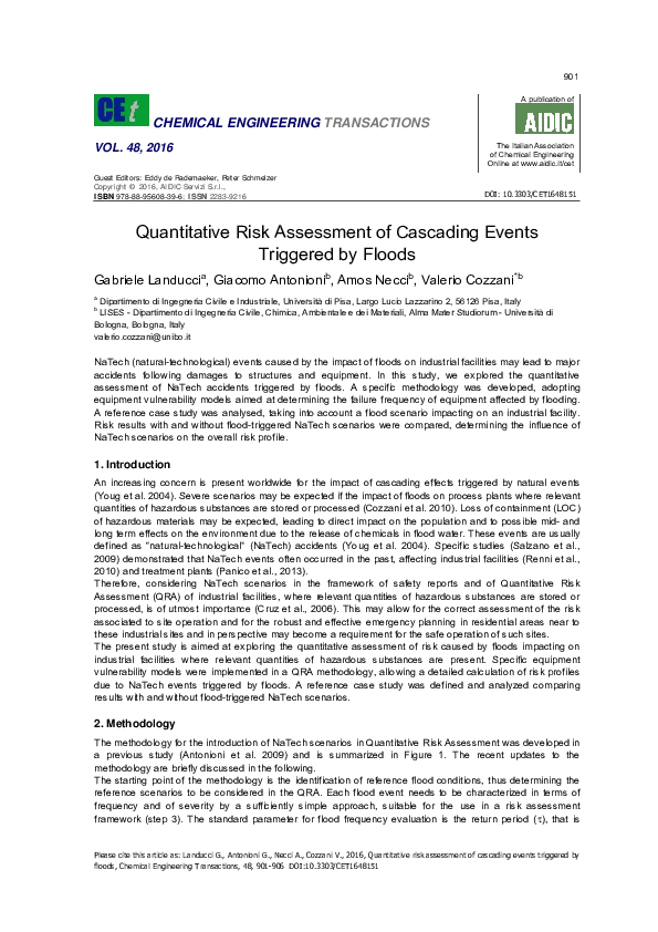 (PDF) Quantitative Risk Assessment of Cascading Events Triggered by Floods