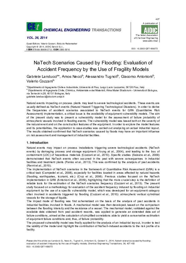 (PDF) NaTech Scenarios Caused by Flooding: Evaluation of Accident ...