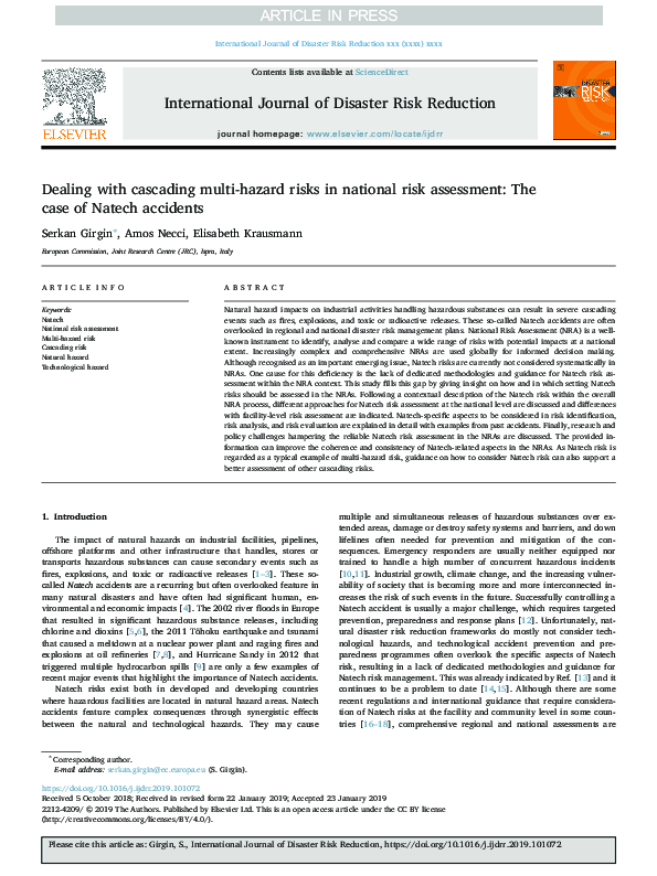 (PDF) Dealing with cascading multi-hazard risks in national risk ...