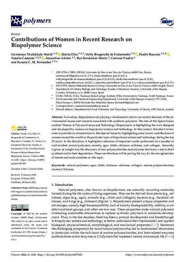 (PDF) Contributions of Women in Recent Research on Biopolymer Science