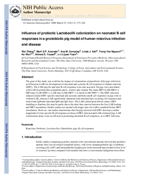 (PDF) Influence of probiotic Lactobacilli colonization on neonatal B ...
