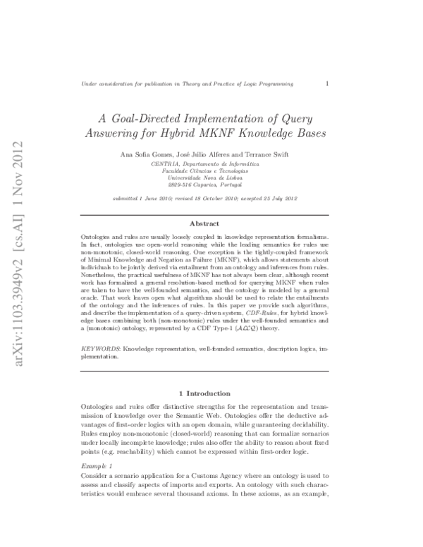 (PDF) A goal-directed implementation of query answering for hybrid MKNF knowledge bases
