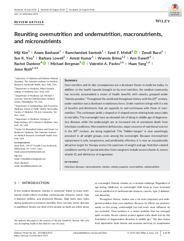 (PDF) Reuniting overnutrition and undernutrition, macronutrients, and ...