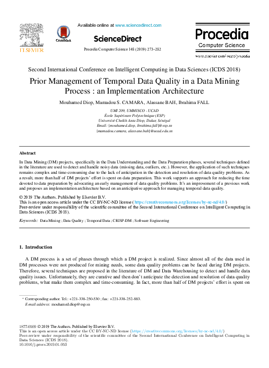 (PDF) Prior Management of Temporal Data Quality in a Data Mining Process : an Implementation ...
