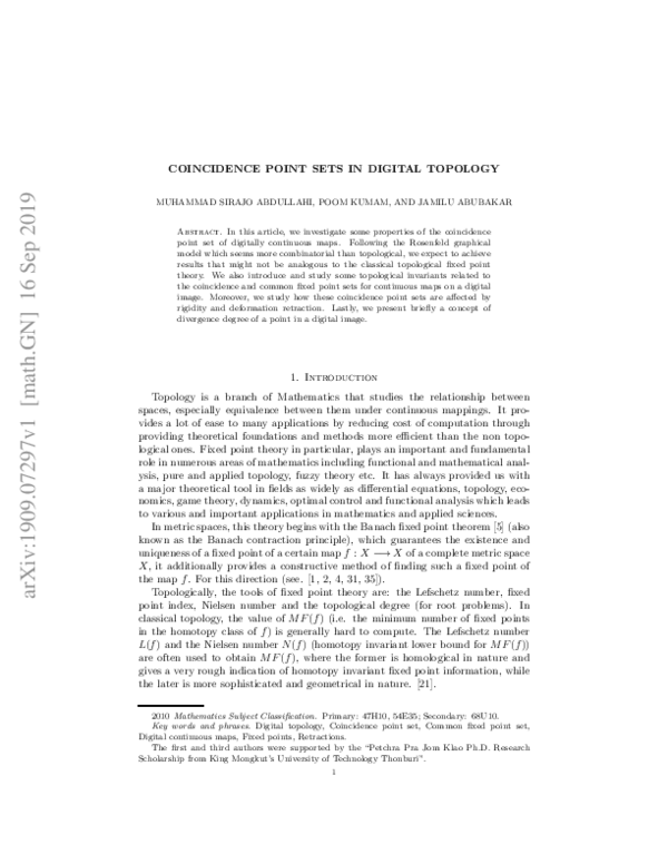 (PDF) Coincidence Point Sets in Digital Topology