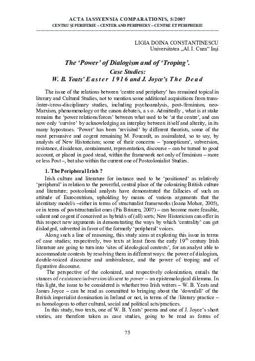 (PDF) The 'Power'of Dialogism and of 'Troping