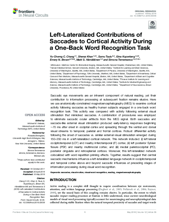 (PDF) Left-Lateralized Contributions of Saccades to Cortical Activity ...
