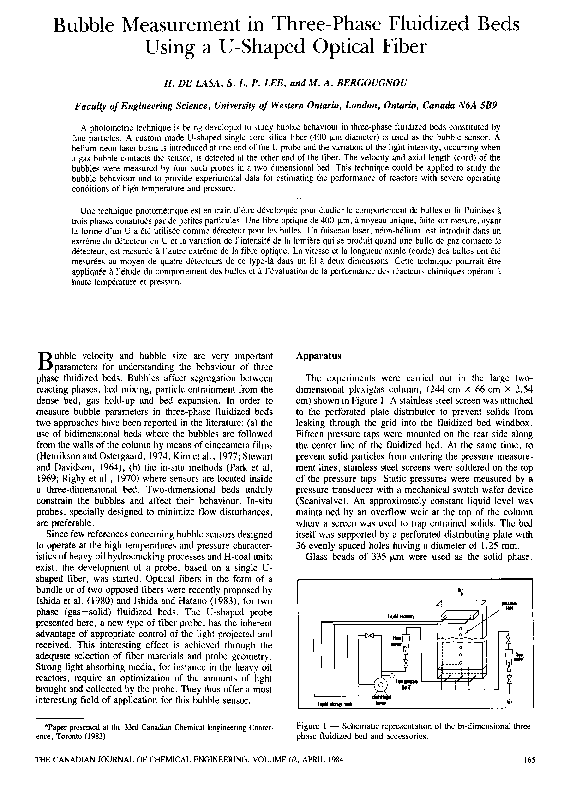 (PDF) Bubble measurement in three-phase fluidized beds using a u-shaped optical fiber