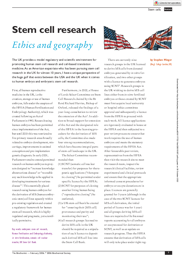 (PDF) Stem cell research: Ethics and geography