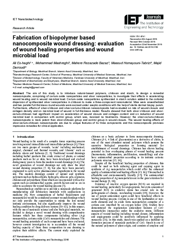 (PDF) Fabrication of biopolymer based nanocomposite wound dressing ...