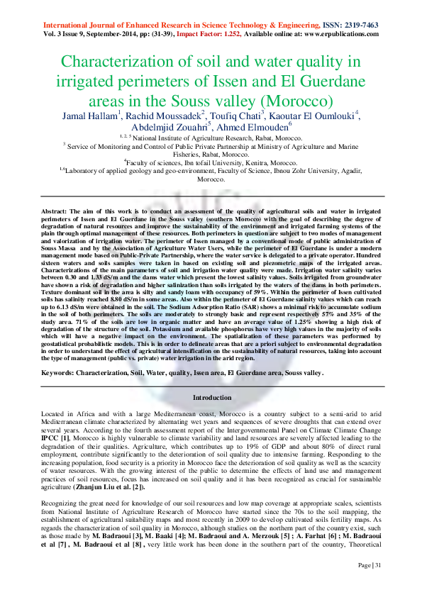 (PDF) Characterization of soil and water quality in irrigated ...