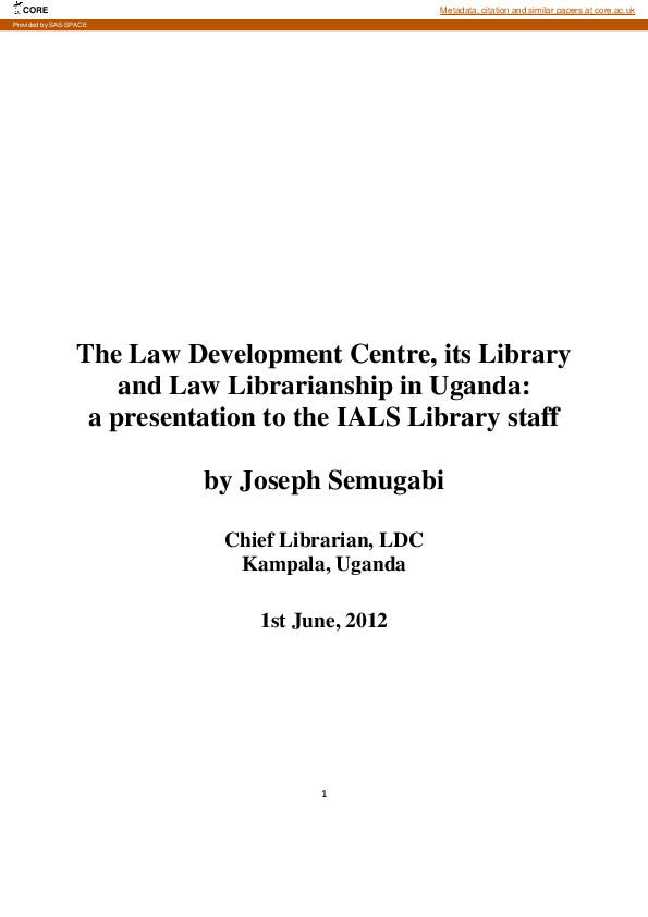 (PDF) The Law Development Centre, its Library and Law Librarianship in ...