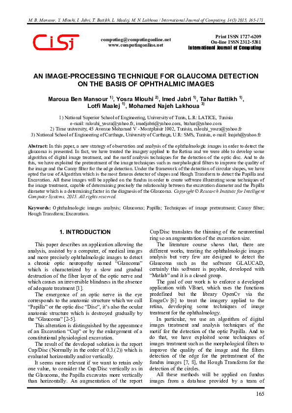(PDF) Glaucoma Detection via Ophthalmic Image Processing