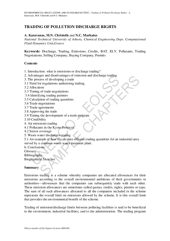 (PDF) Trading of Pollution Discharge Rights | M. Christolis - Academia.edu