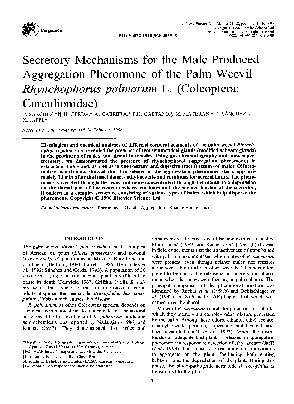 (PDF) Secretory mechanisms for the male produced aggregation pheromone ...