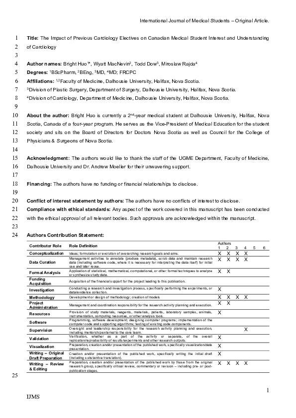 (PDF) The Impact of Previous Cardiology Electives on Canadian Medical ...