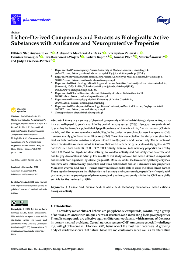 (PDF) Lichen-Derived Compounds and Extracts as Biologically Active ...