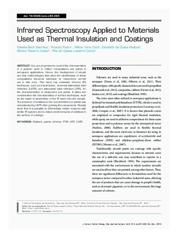 (PDF) Infrared Spectroscopy Applied to Materials Used as Thermal ...