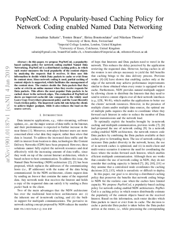 (PDF) Popularity-Based Caching in Network Coding