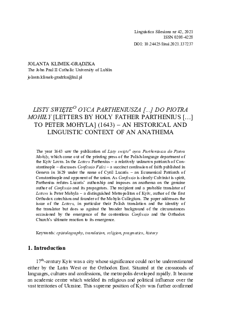 Pdf An Historical And Linguistic Context Of An Anathema