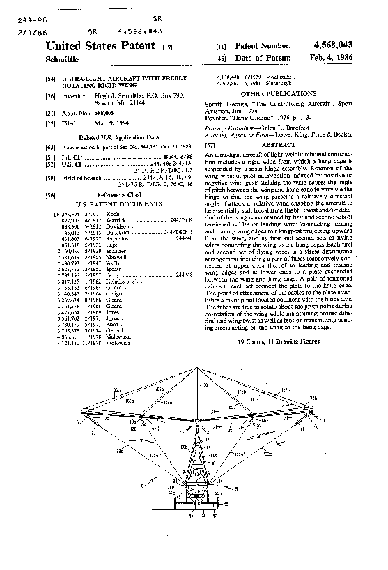 (PDF) Ultra-light aircraft with freely rotating rigid wing